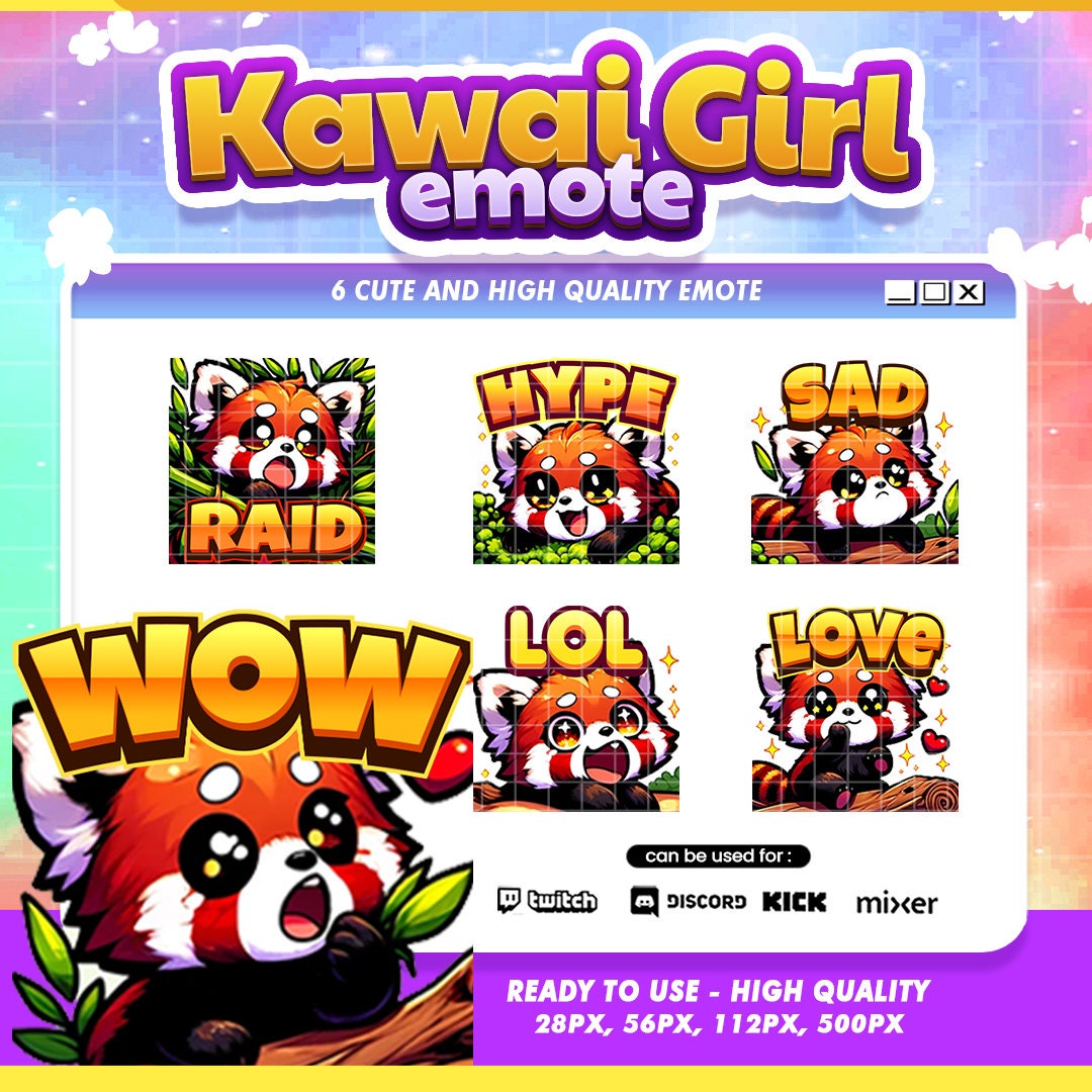 Twitch Emote Red Panda Kawaii Chibi Pack for Charming & Unique Animal ...