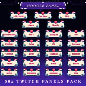 Moogle Twitch Panels | Stream Overlays | Cute Fantasy Theme Graphics ...