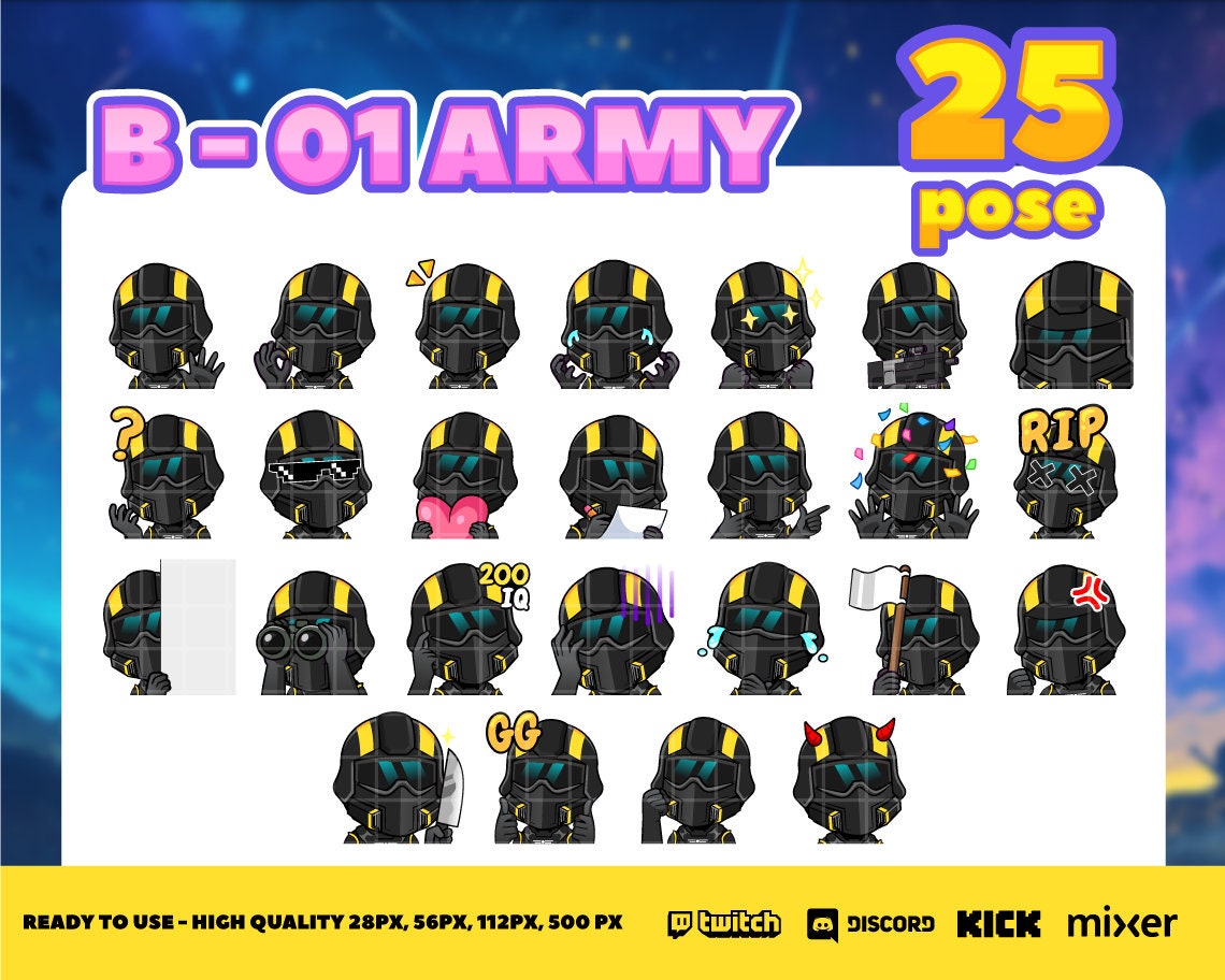 Twitch Emote Pack Battle Ready Helldivers 2 B-01 Army for Streamers - Etsy