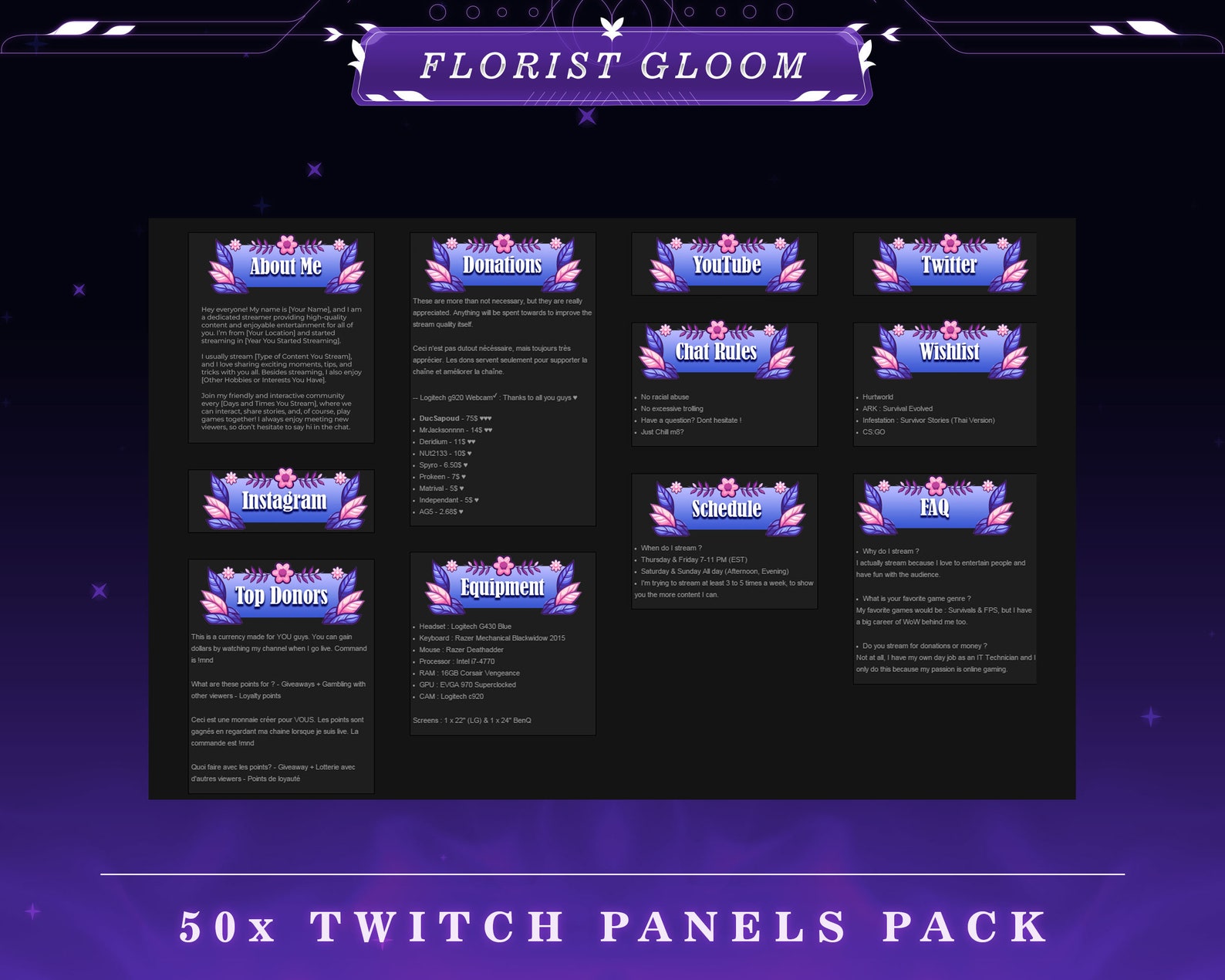 Floral Twitch Panels | Stream Overlays | Garden Theme Graphics ...