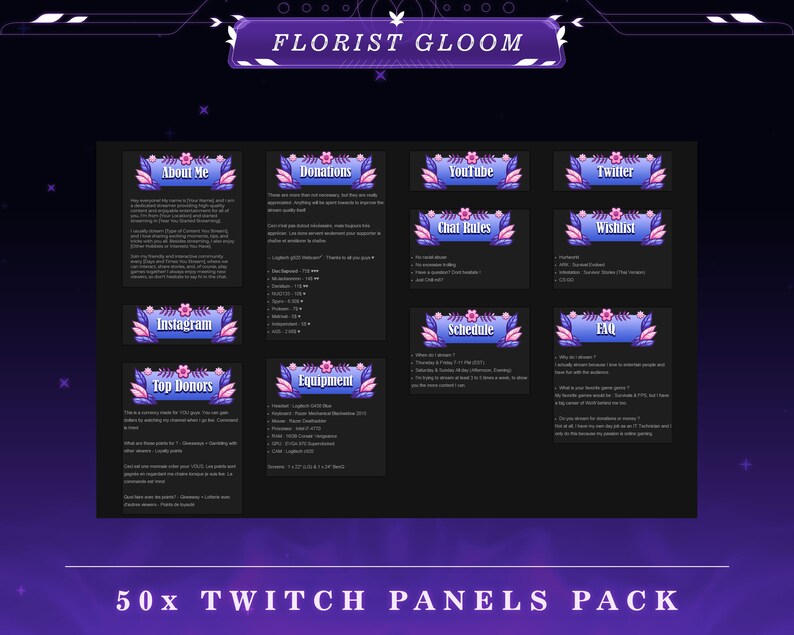 Floral Twitch Panels Stream Overlays Garden Theme Graphics Overlay ...