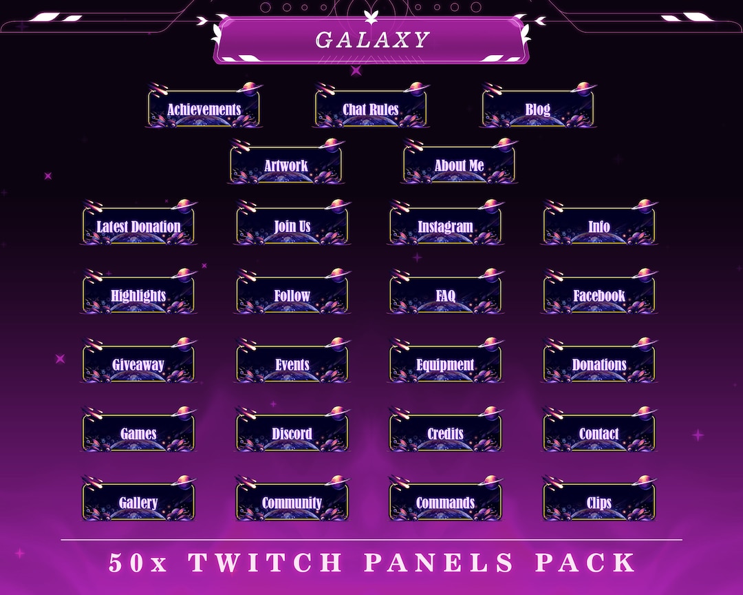 Milky Way Galaxy Twitch Panels | Stream Overlays | Cosmic Theme ...