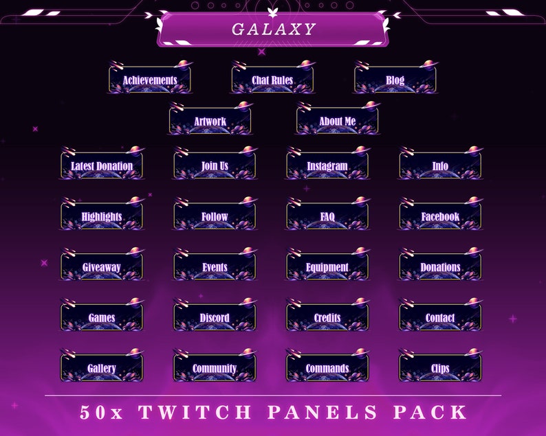 Milky Way Galaxy Twitch Panels Stream Overlays Cosmic Theme Graphics ...