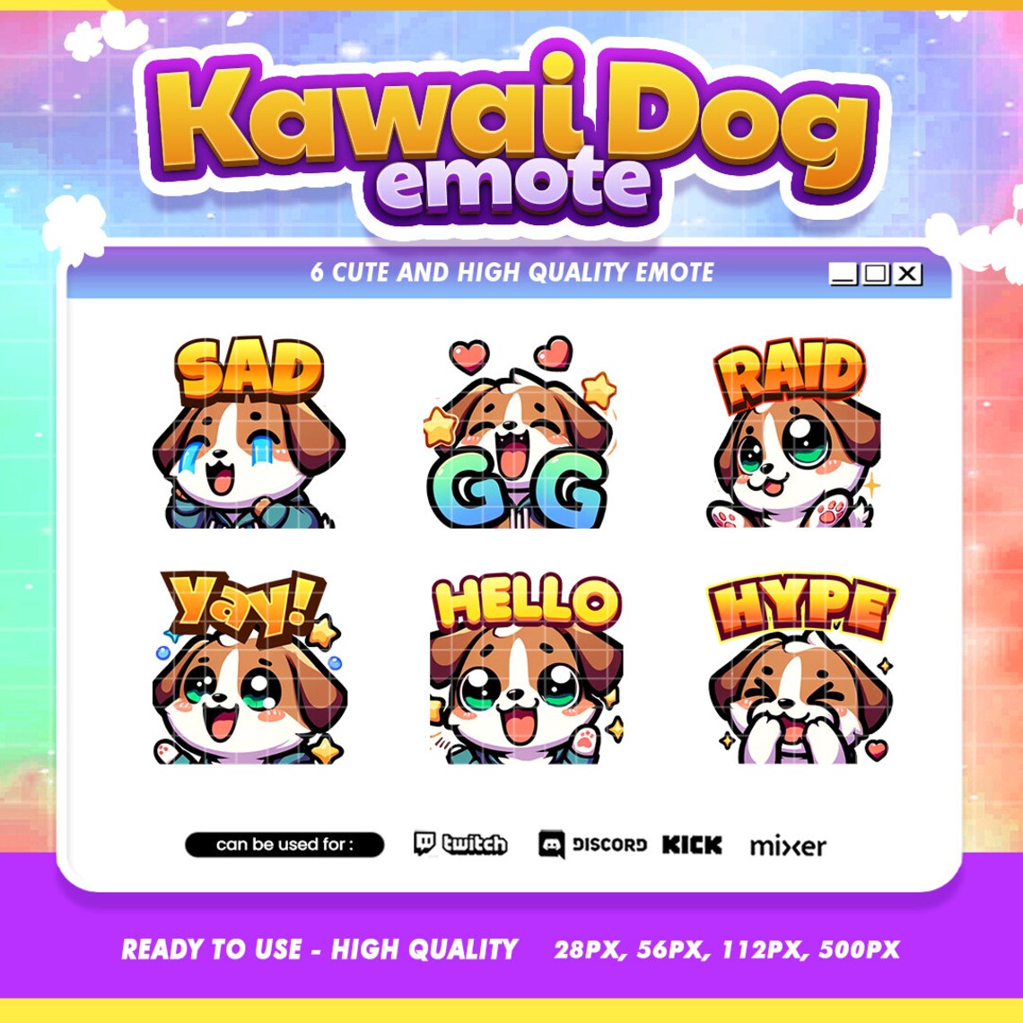 Twitch Emote Dog Kawaii Chibi Pack for Adorable and Playful Streamers ...