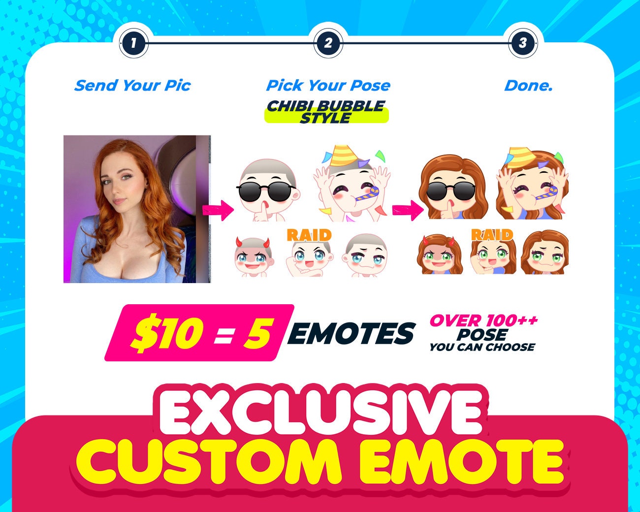 Elegant Chibi Twitch Emotes Personalized & Fun Emotes Upgrade Your ...