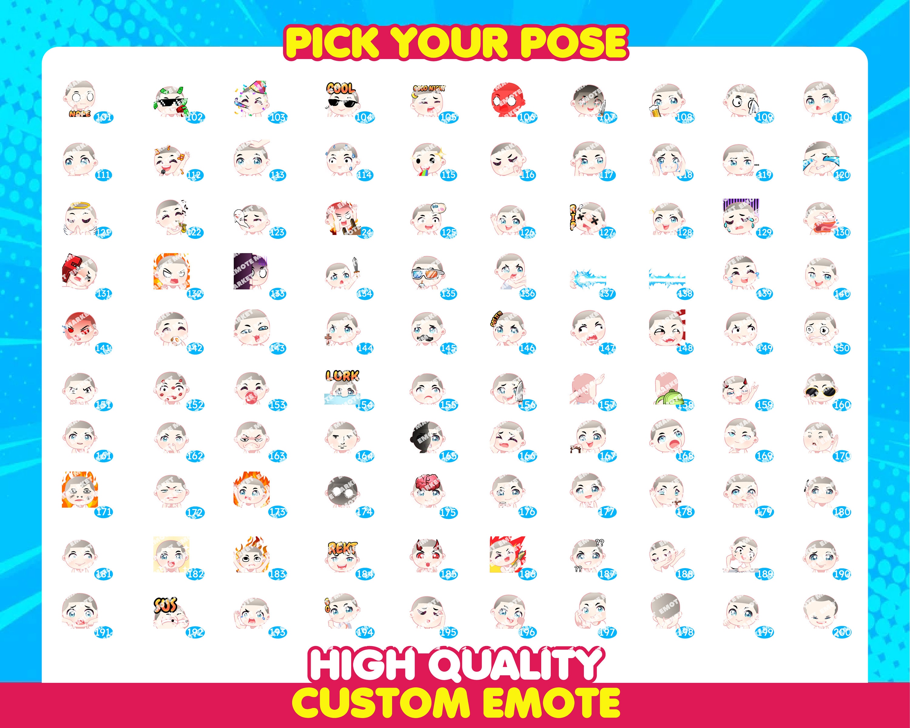 Elegant Chibi Twitch Emotes Personalized & Fun Emotes Upgrade Your ...