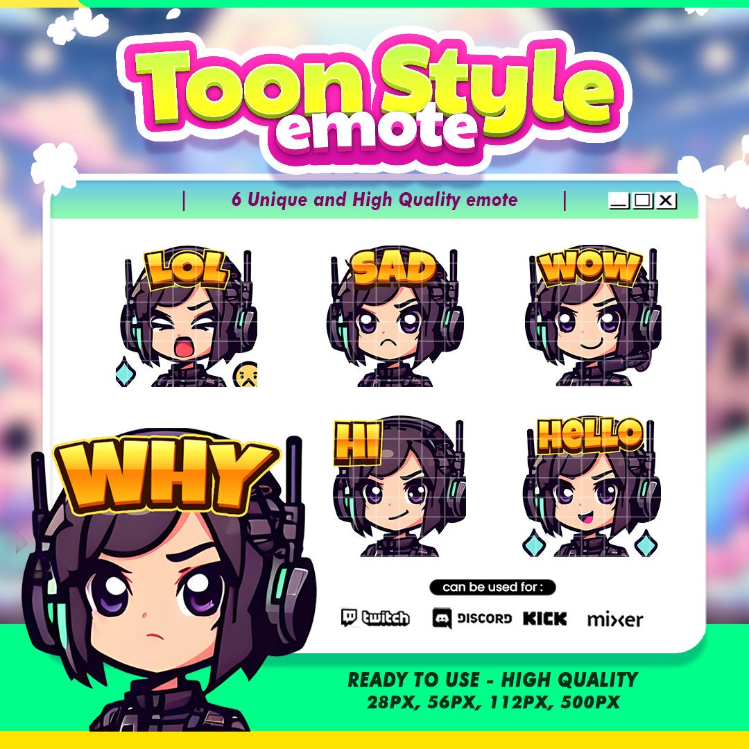 Twitch Emote Cartoon Female Robot Pack for Bring Your Streams to Life ...