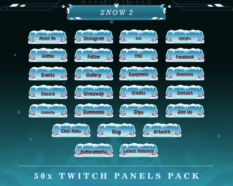 Frostbite Twitch Panels | Stream Overlays | Icy Theme Graphics ...
