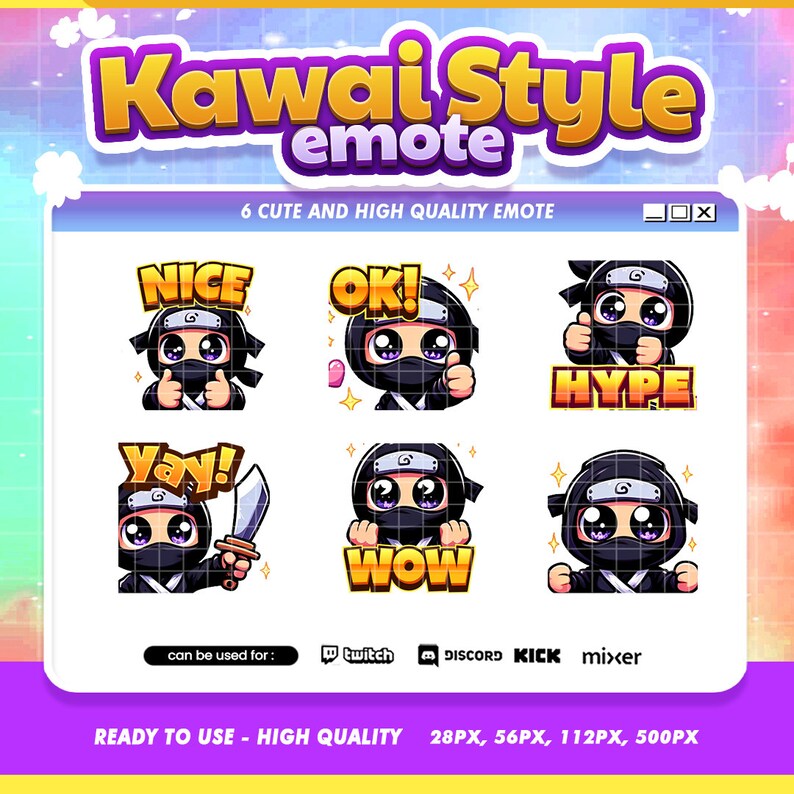 Twitch Emote Kawaii Chibi Ninja Boy Pack for Stealthy and Adorable ...