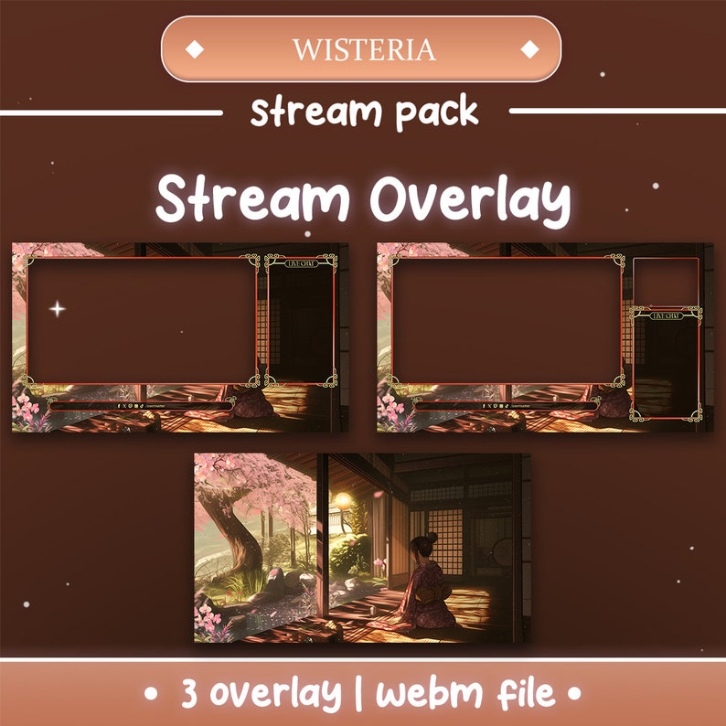 Animated Stream Overlay Pack Wisteria Beautiful Floral Overlays for ...