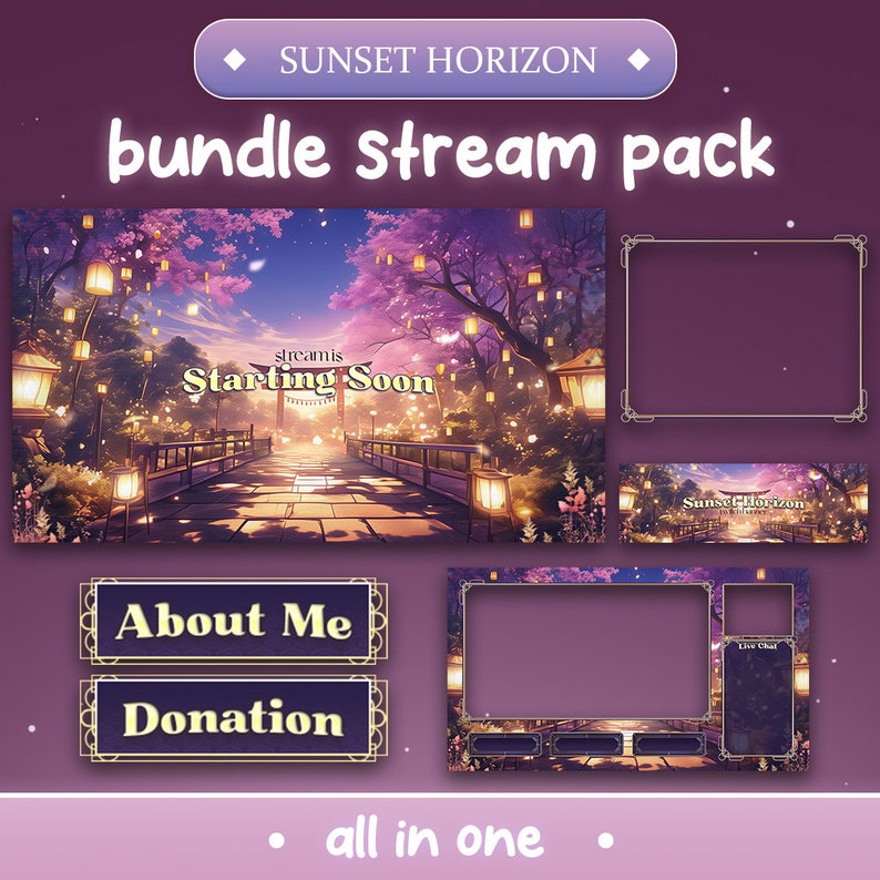 Animated Stream Overlay Pack Sunset Horizon Vibrant Overlays for Twitch ...