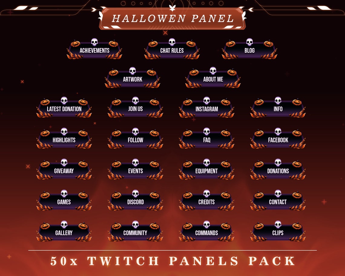 Spooky Halloween Twitch Panels: Haunted Stream Overlays (PNG) - Etsy