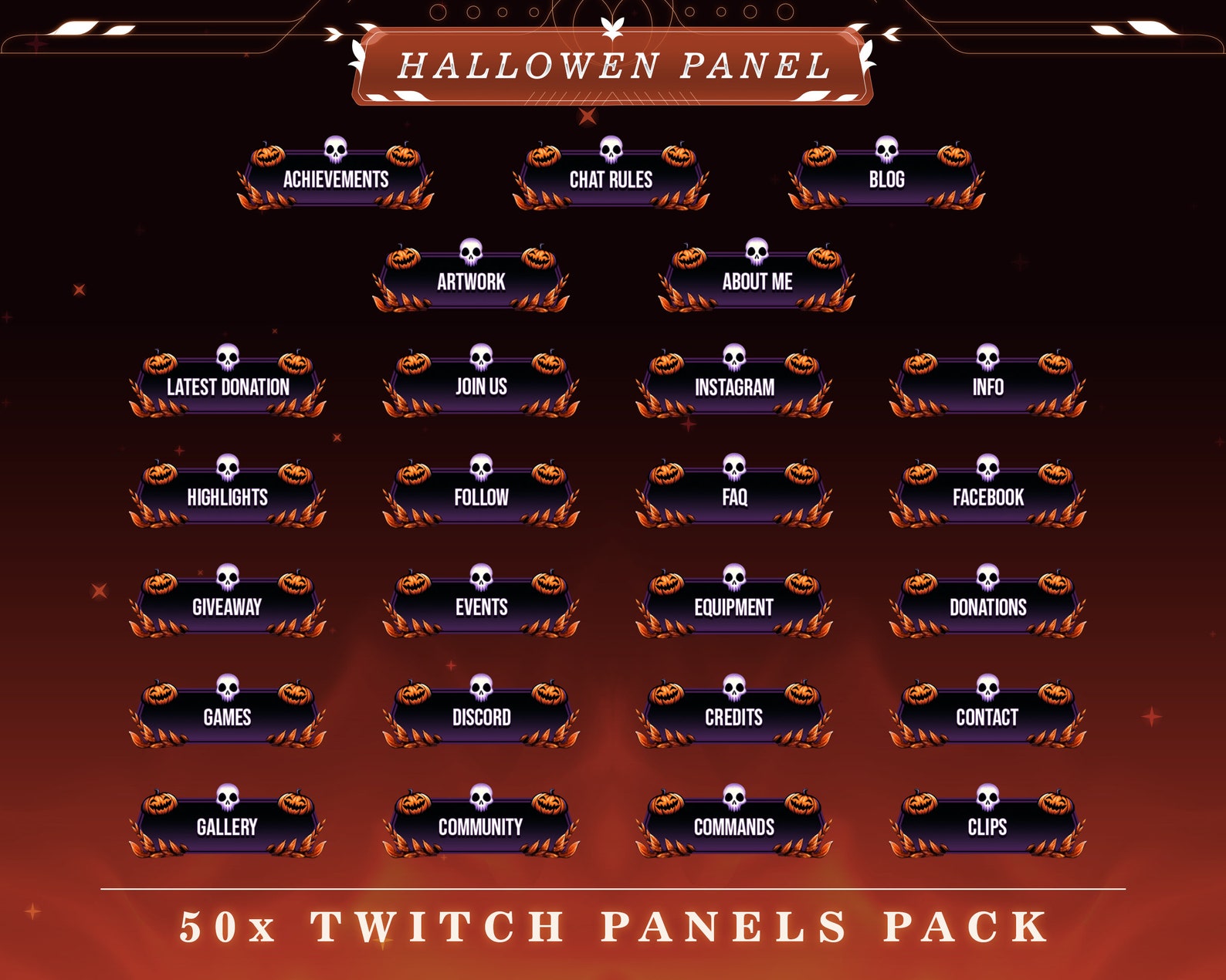 Spooky Halloween Twitch Panels: Haunted Stream Overlays (PNG) - Etsy
