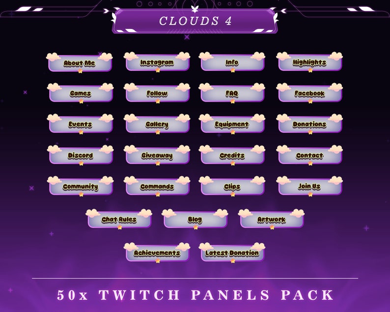 Nimbus Twitch Panels | Stream Overlays | Fluffy Theme Graphics ...