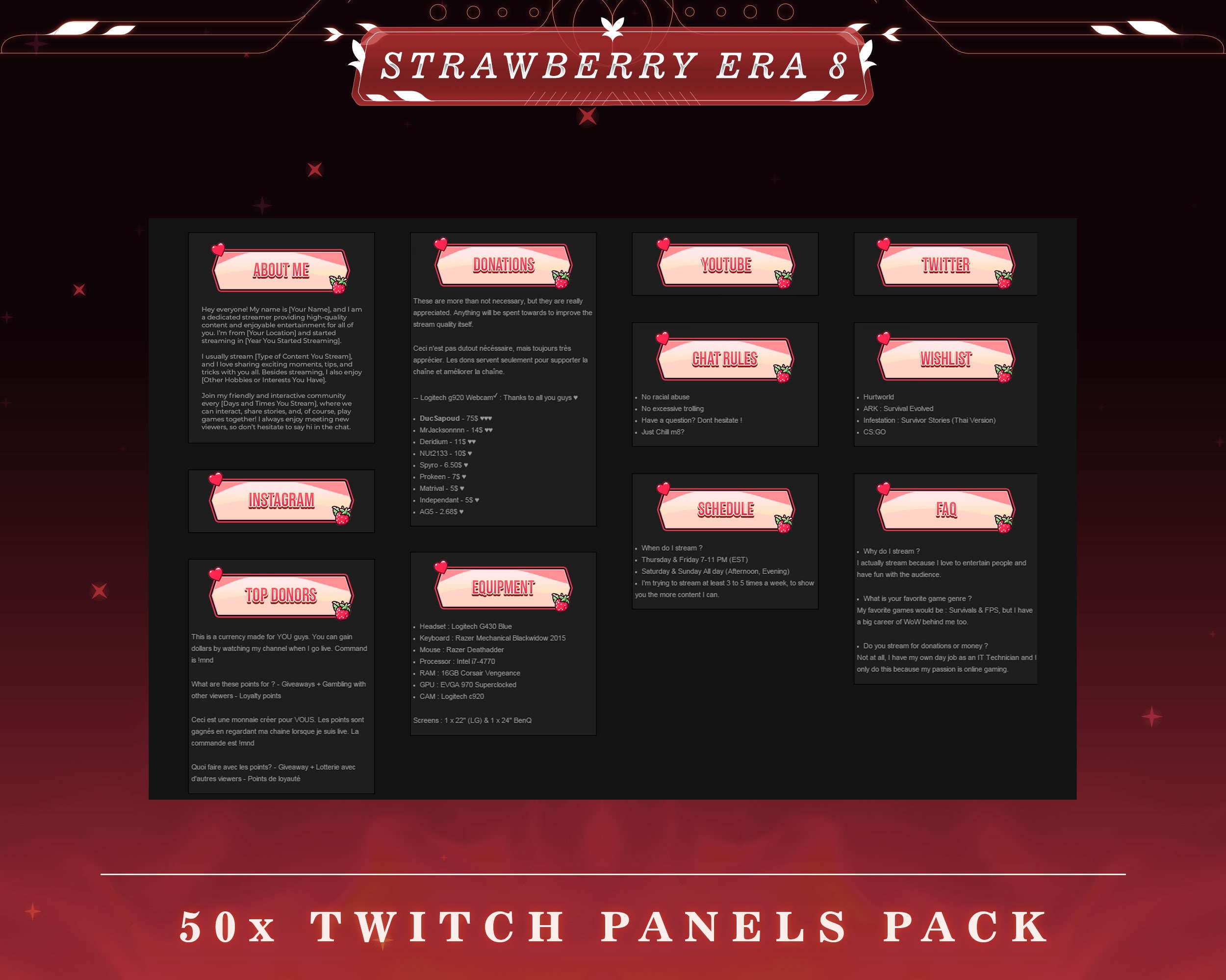 Strawberry Paradise Twitch Panels: Fruity Stream Overlays (50+ PNG) - Etsy