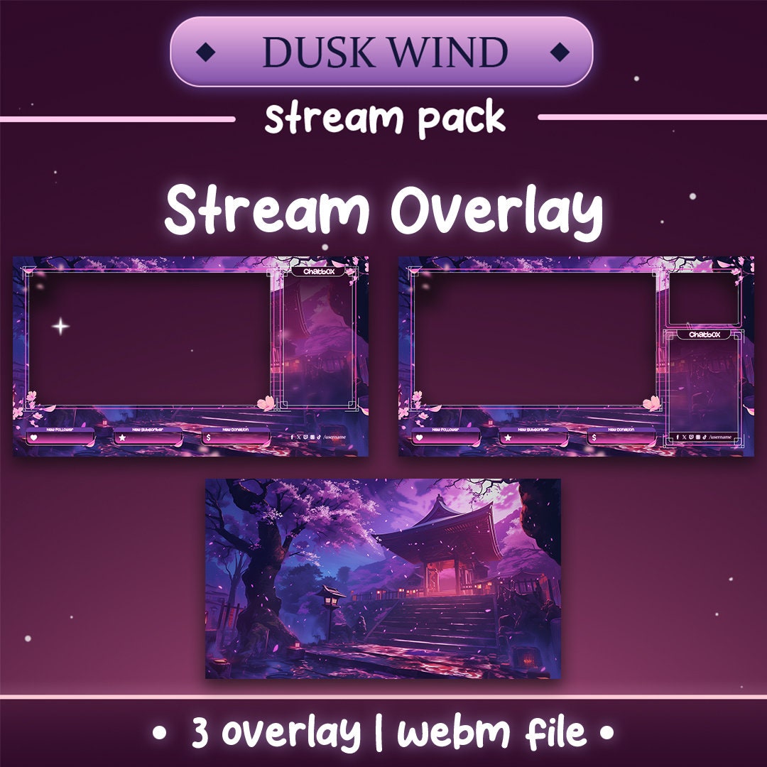 Dusk Wind Animated Stream Overlay Pack: Twitch, Youtube, Kick - Etsy