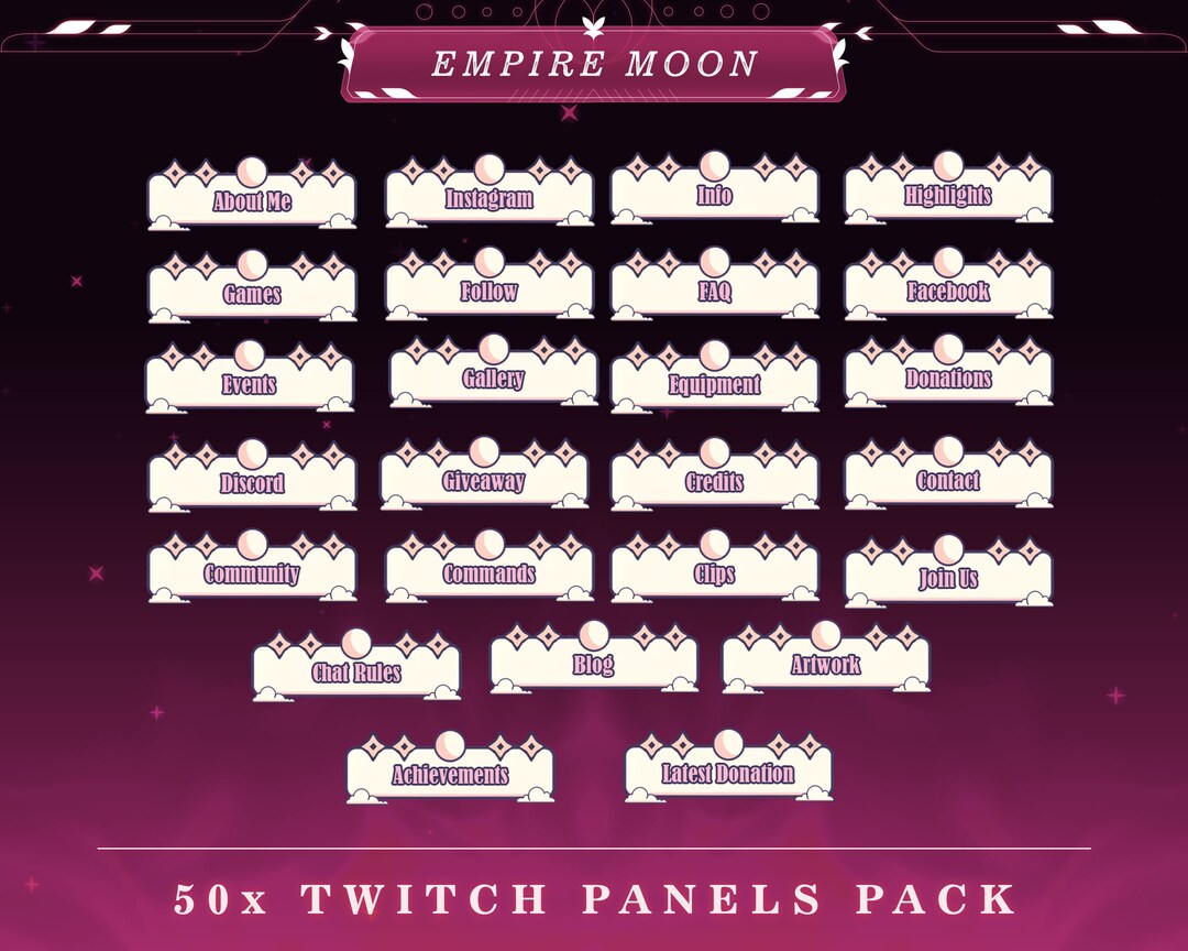 Moonlight Twitch Panels | Stream Overlays | Sky Theme Graphics ...