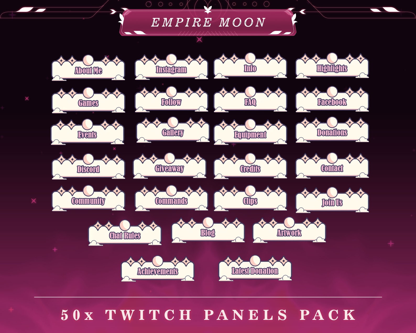 Moonlight Twitch Panels Stream Overlays Sky Theme Graphics Overlay ...