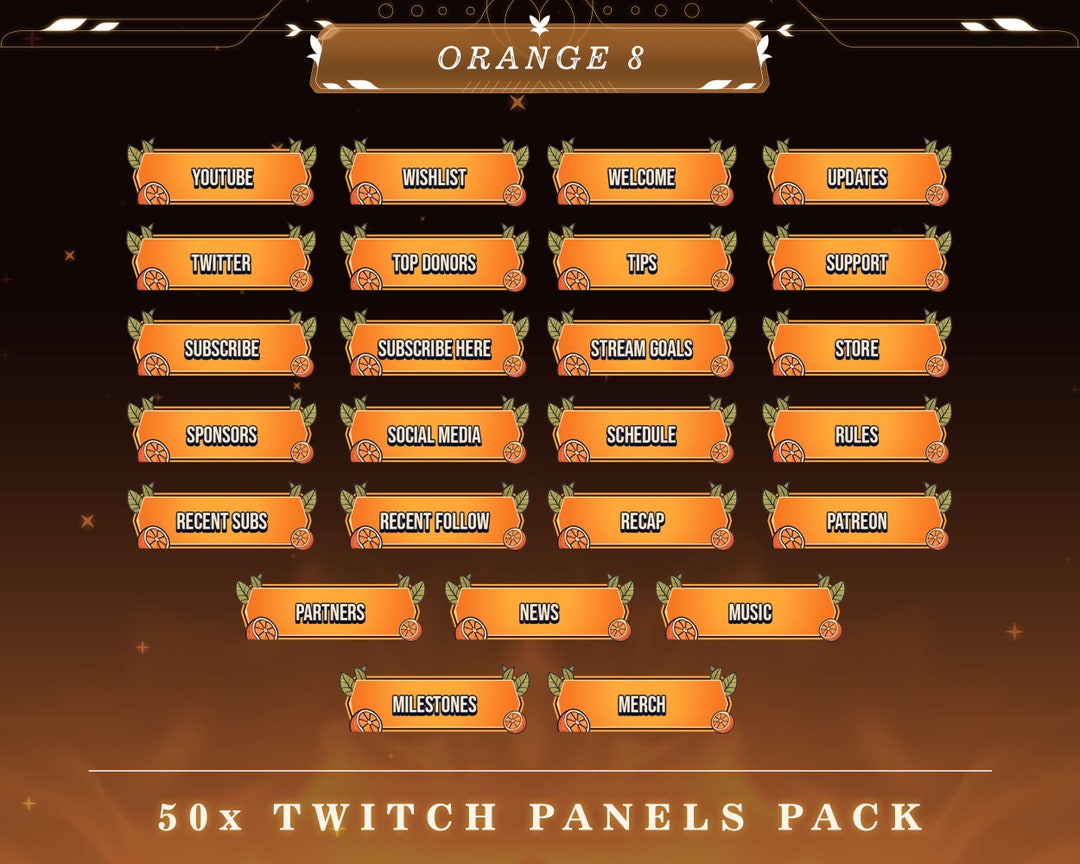 Citrus Twitch Panels: Orange Stream Overlay Graphics (50+ PNG) - Etsy