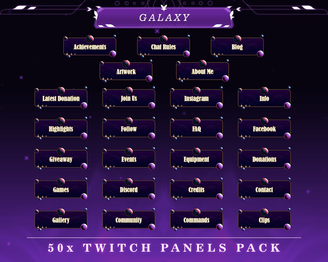 Starry Night Galaxy Twitch Panels | Stream Overlays | Galactic Theme ...