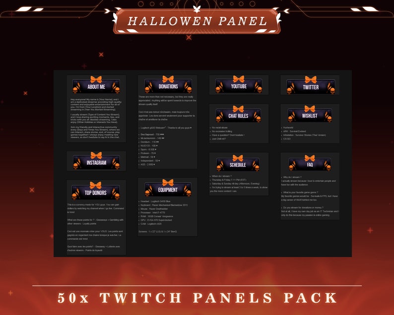 Halloween Twitch Panels: Spooky Stream Overlay Graphics (PNG) - Etsy