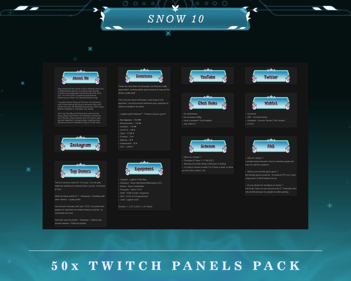 Winter Snow Twitch Panels: Stream Overlay Graphics (50+ PNG) - Etsy UK