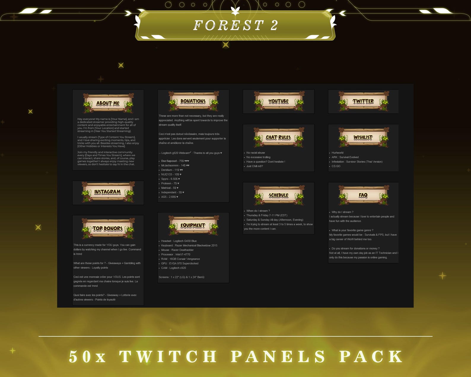 Enchanted Forest Twitch Panels Stream Overlays Magical Theme Graphics ...