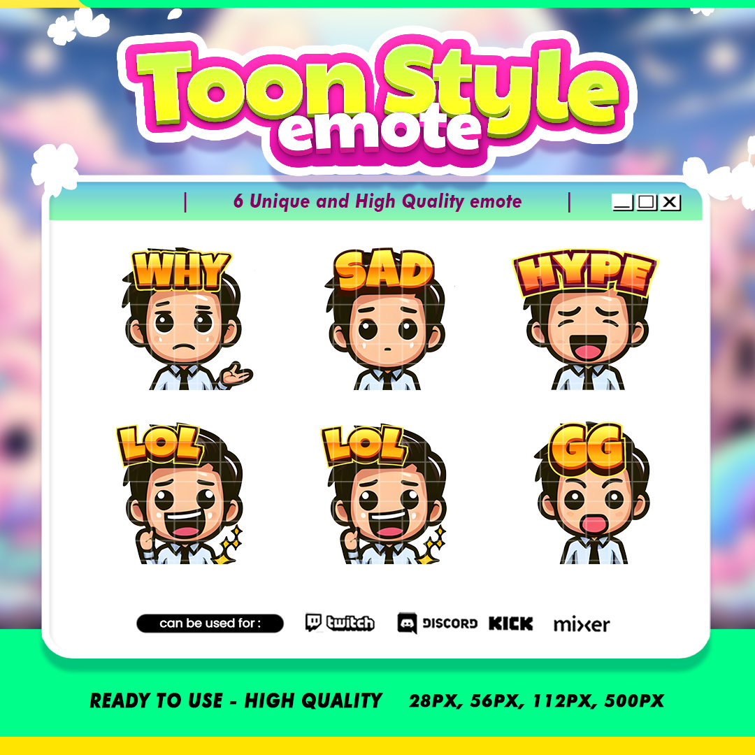 Twitch Emote Worker Cartoon Set for Professional and Fun-themed ...