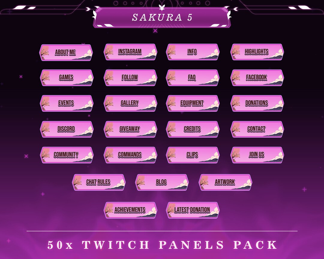 Blossom Breeze Twitch Panels | Stream Overlays | Sakura Theme Graphics ...