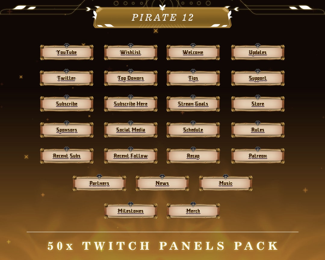 Jolly Roger Twitch Panels | Stream Overlays | Skull Theme Graphics ...