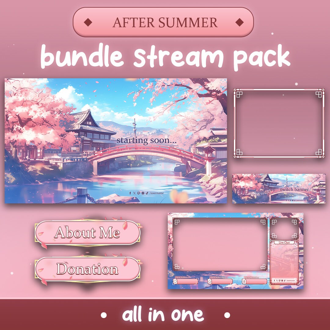 Animated Stream Overlay Pack: After Summer Theme for Twitch, Youtube ...