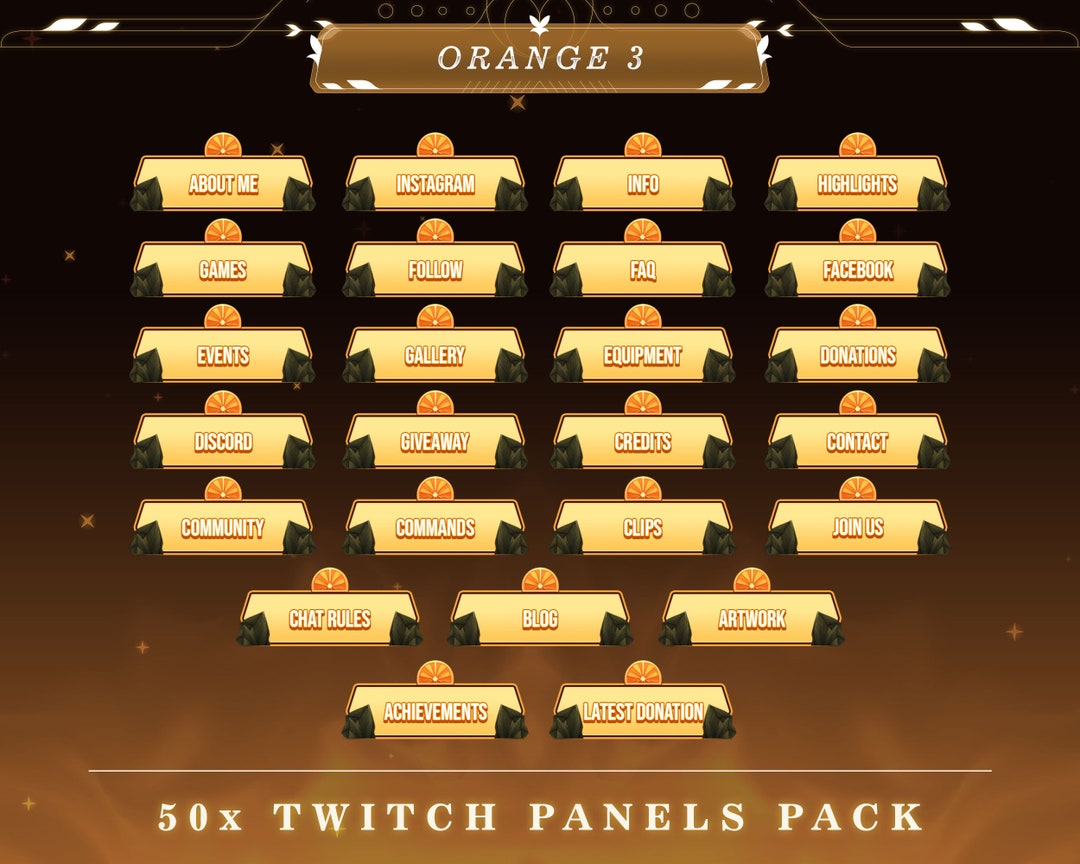 Orange Zest Twitch Panels | Stream Overlays | Lively Theme Graphics ...