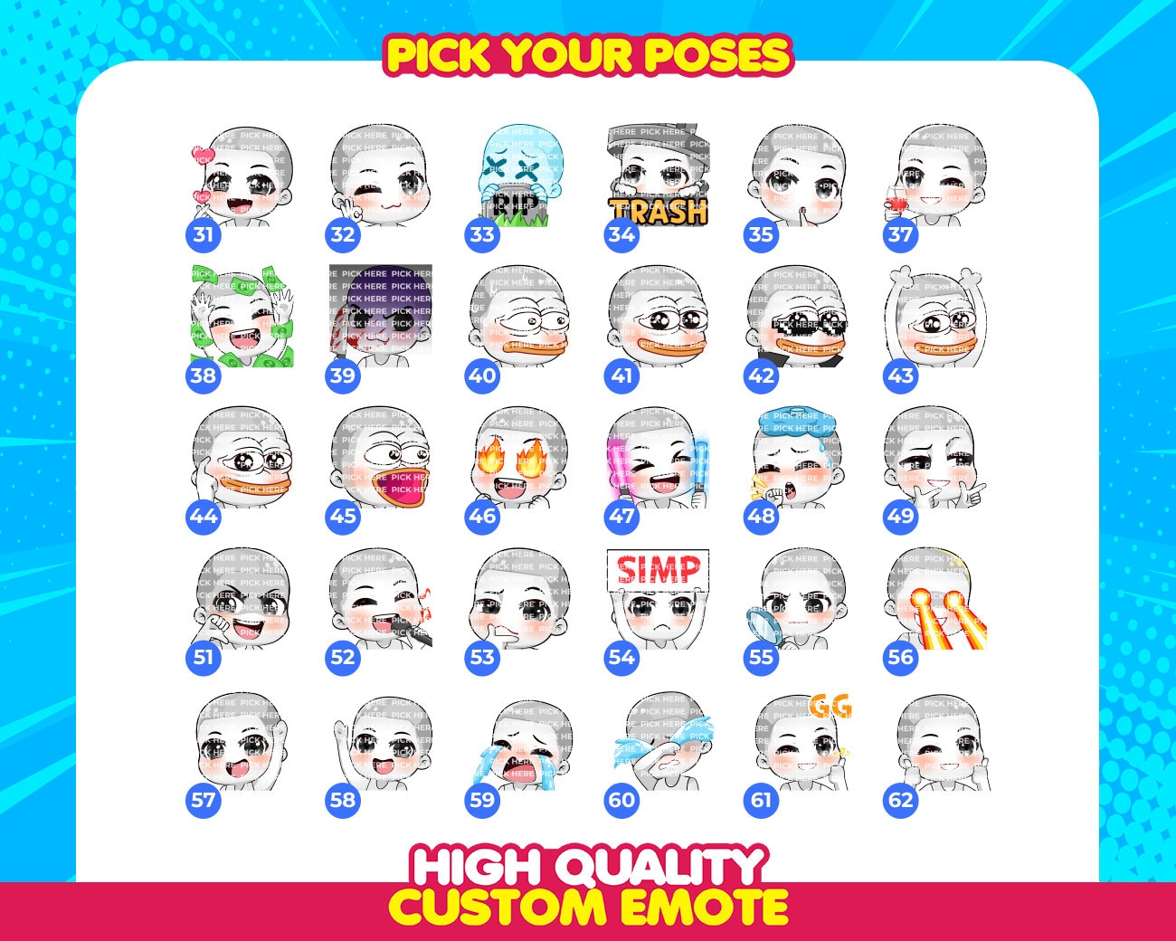 Chibi-styled Premium Emotes Custom Twitch & Youtube Icons High-end ...