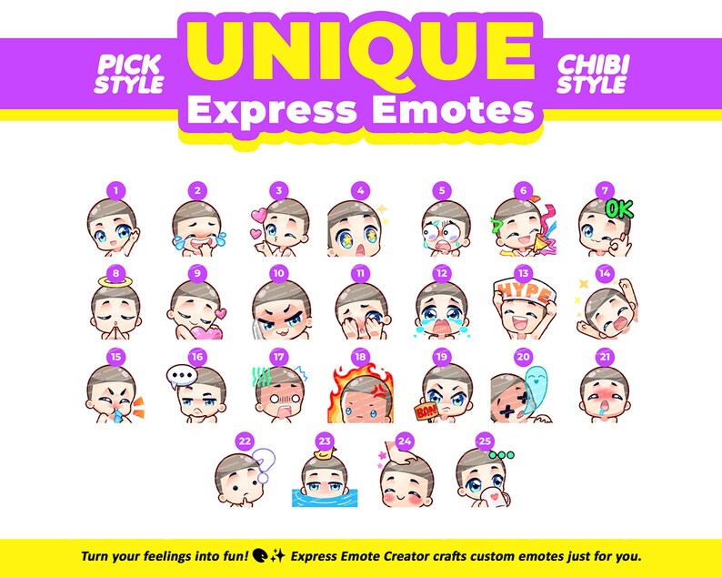 Chibi Style Vtuber Emotes Adorably Cute Expressions for Your Virtual ...