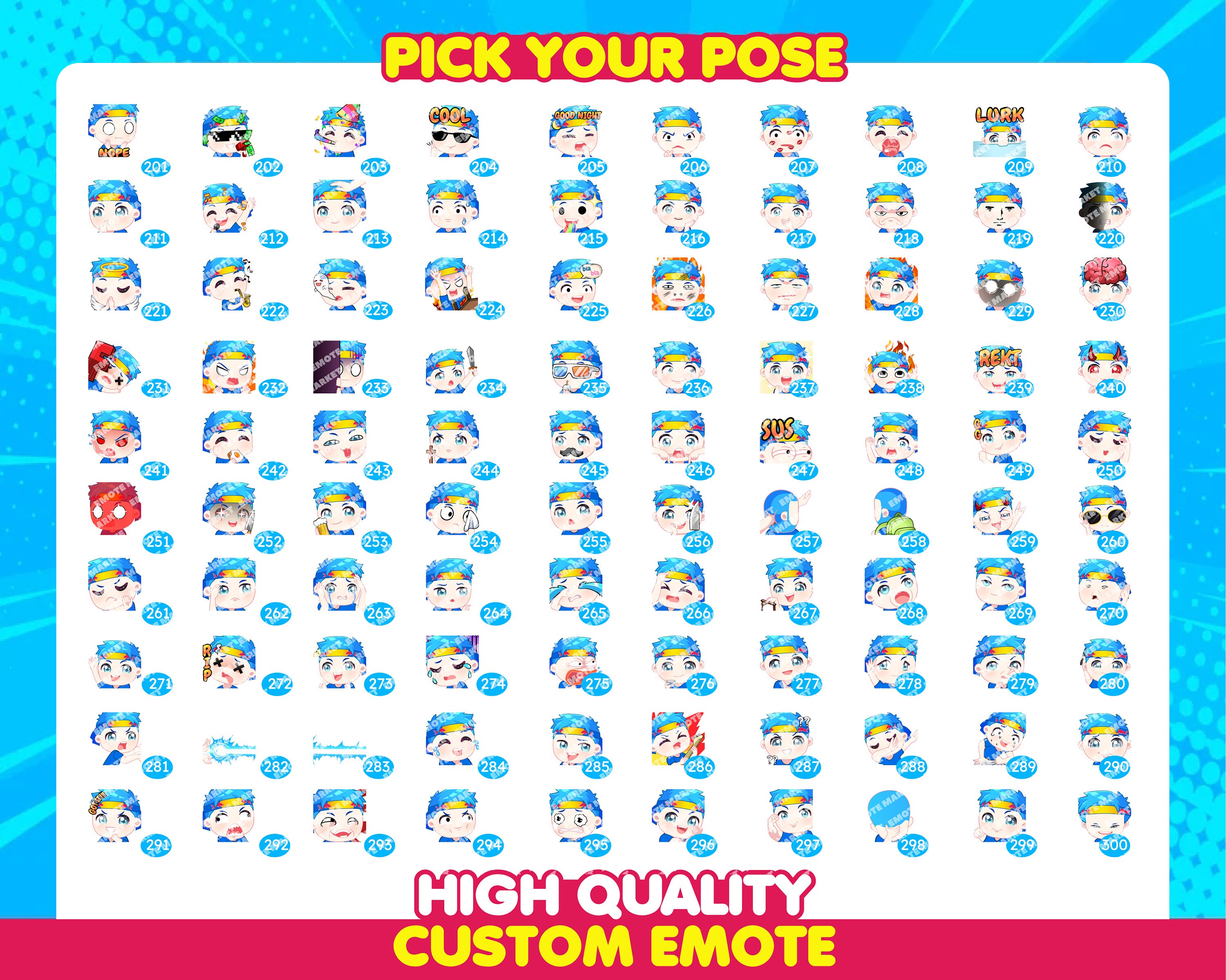 Elegant Chibi Twitch Emotes Personalized & Fun Emotes Upgrade Your ...