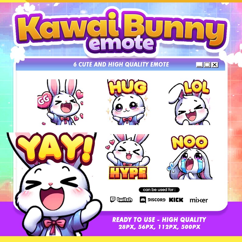 Twitch Emote Charming Bunny Chibi for Delightfully Cute Twitch ...