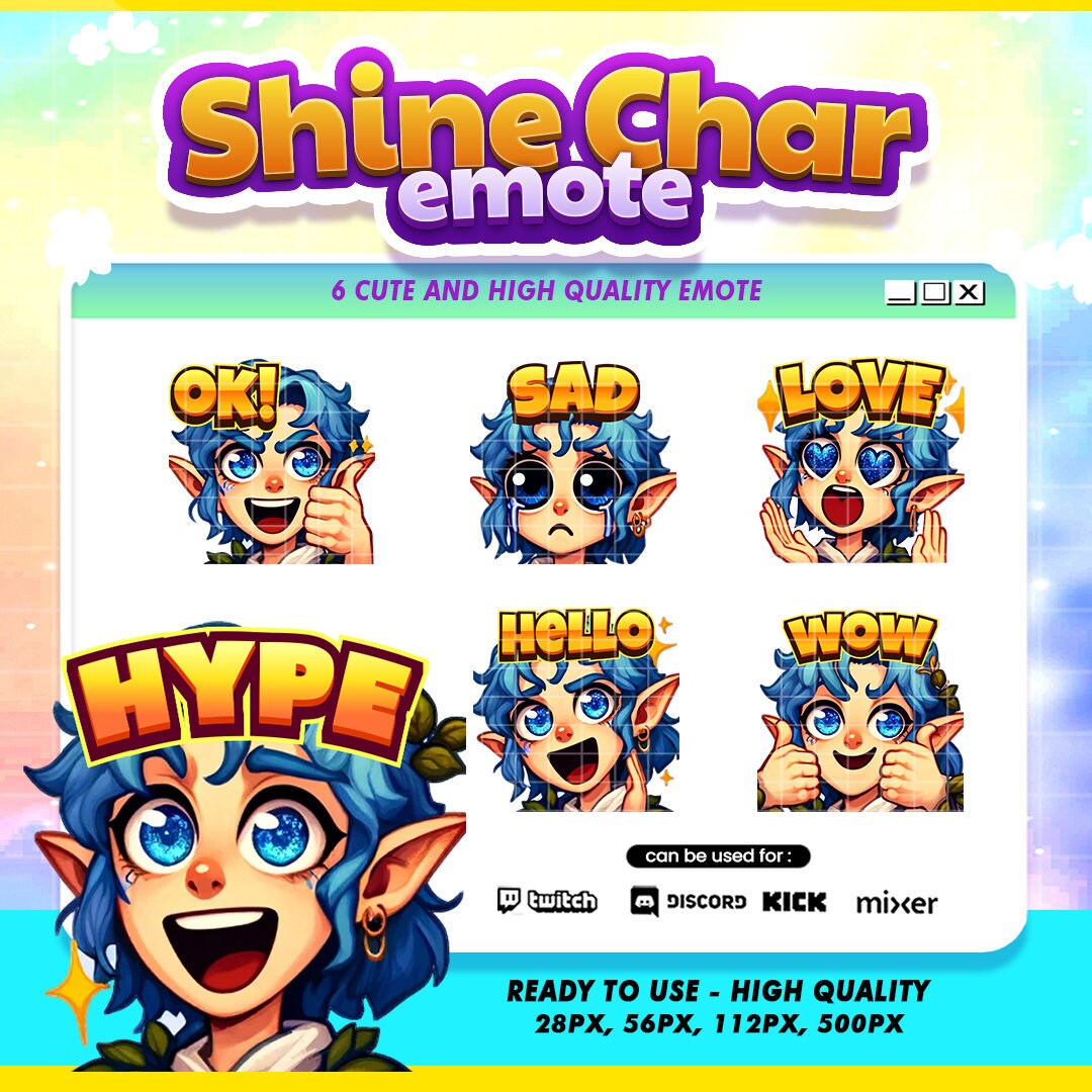 Twitch Emote Elf Blue Hair Realistic Pack With Mystical and Enchanting ...