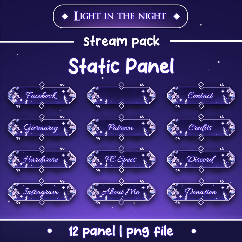 Animated Stream Overlay Pack: Light in the Night - Twitch, Youtube ...