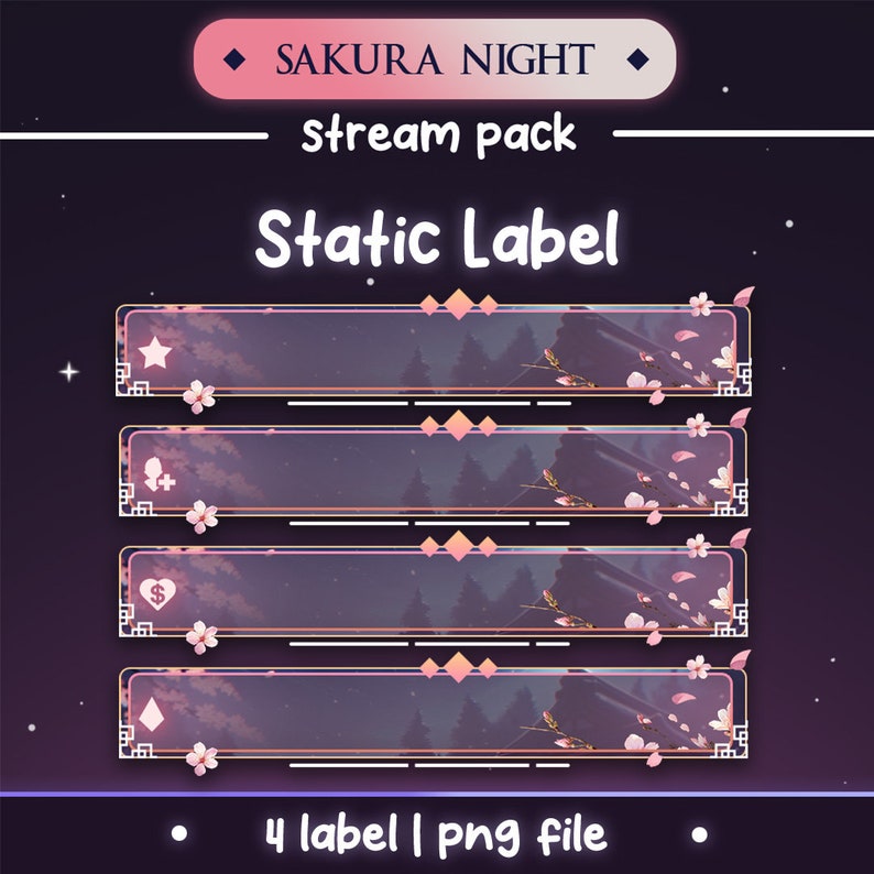 Animated Stream Overlay Pack Sakura Night for Make Your Streams Stand Out Live Stream, Animated ...