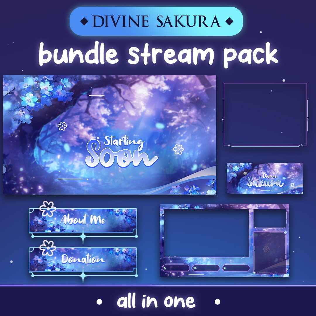 Animated Stream Overlay Pack Divine Sakura for Graceful Twitch ...