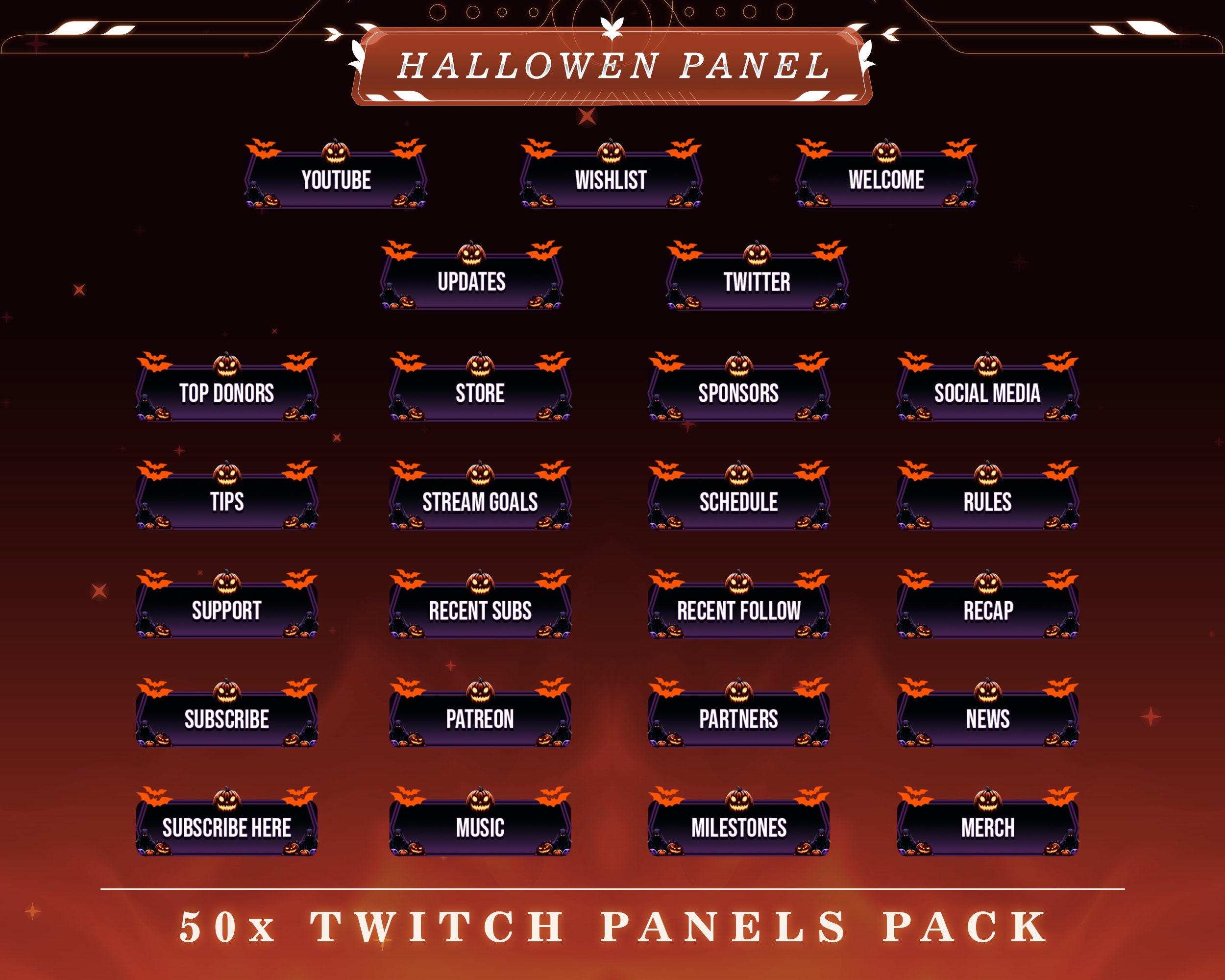 Halloween Twitch Panels: Spooky Stream Overlay Graphics (50+ PNG) - Etsy
