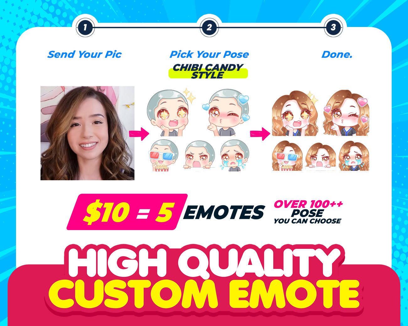 Generator Chibi Emote Custom Vtuber Emote Designs Perfect for Streamers ...