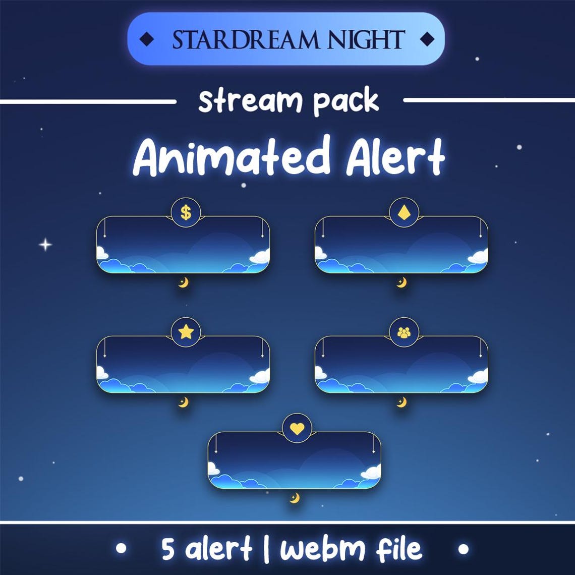 Animated Stream Overlay Pack Stardream Night Celestial-themed Graphics ...