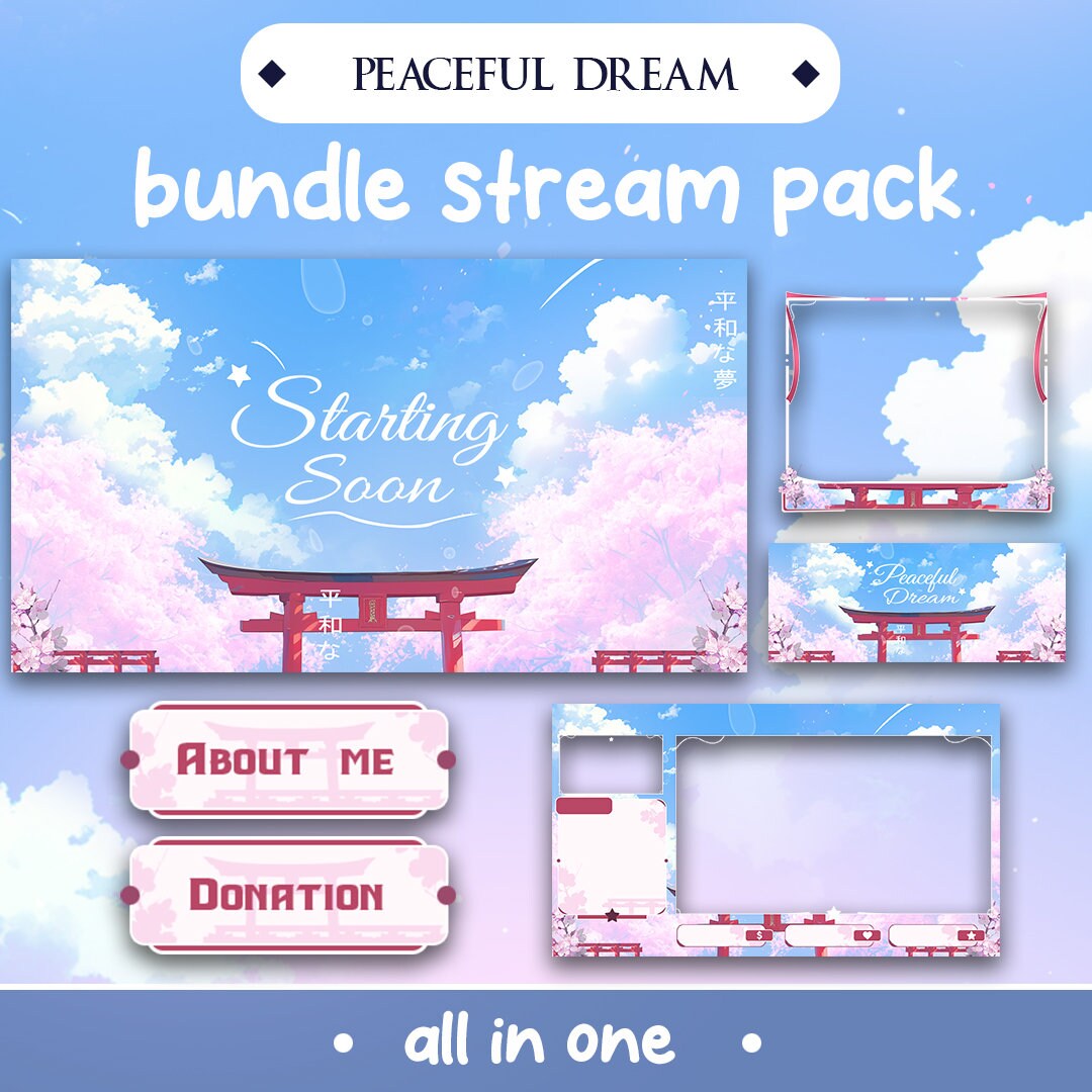 Peaceful Dream Animated Stream Overlay Pack: Twitch, Youtube, Kick - Etsy