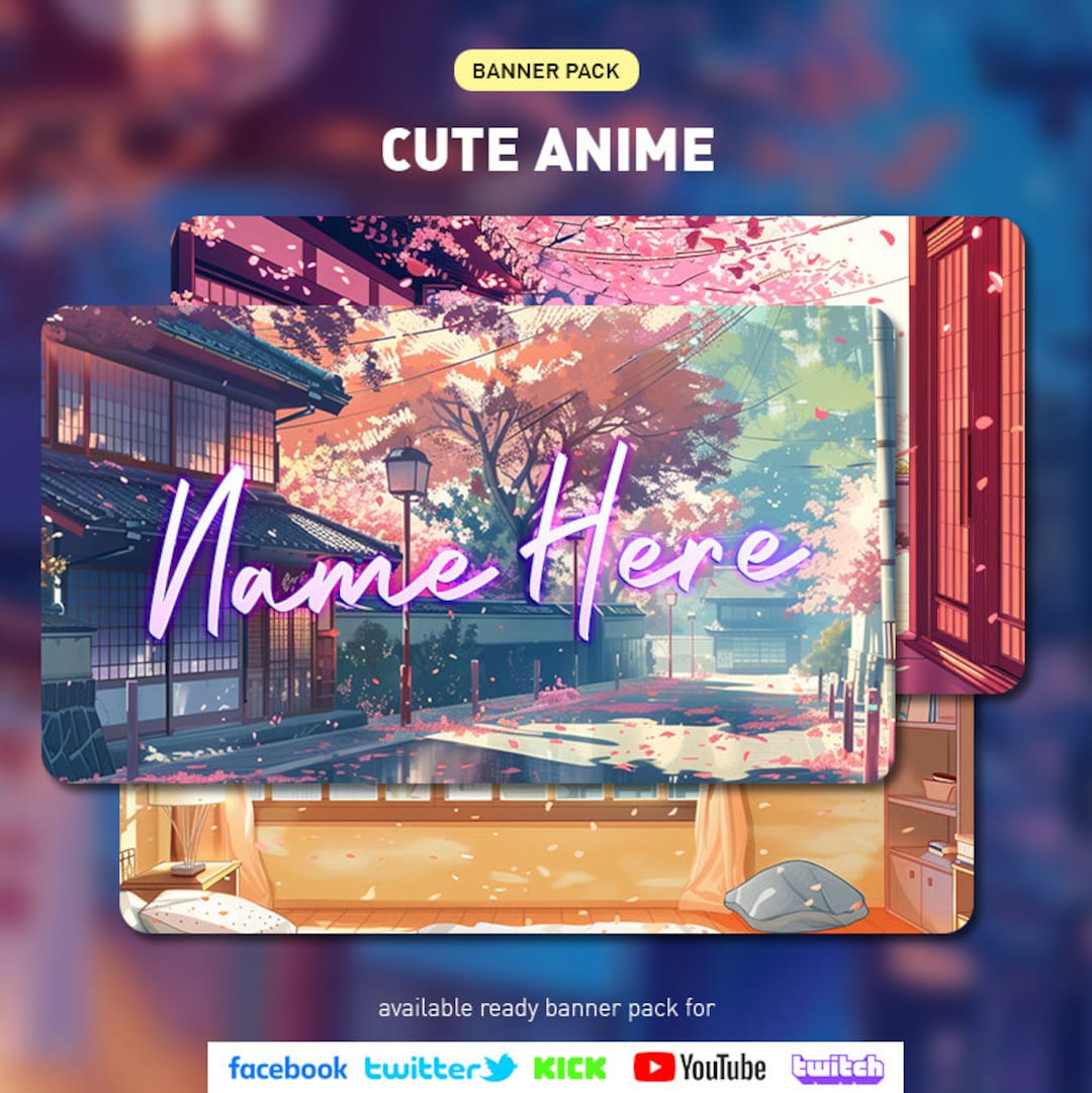 Banner Pack Anime-themed Kawaii Overload for Social Media & Streaming ...