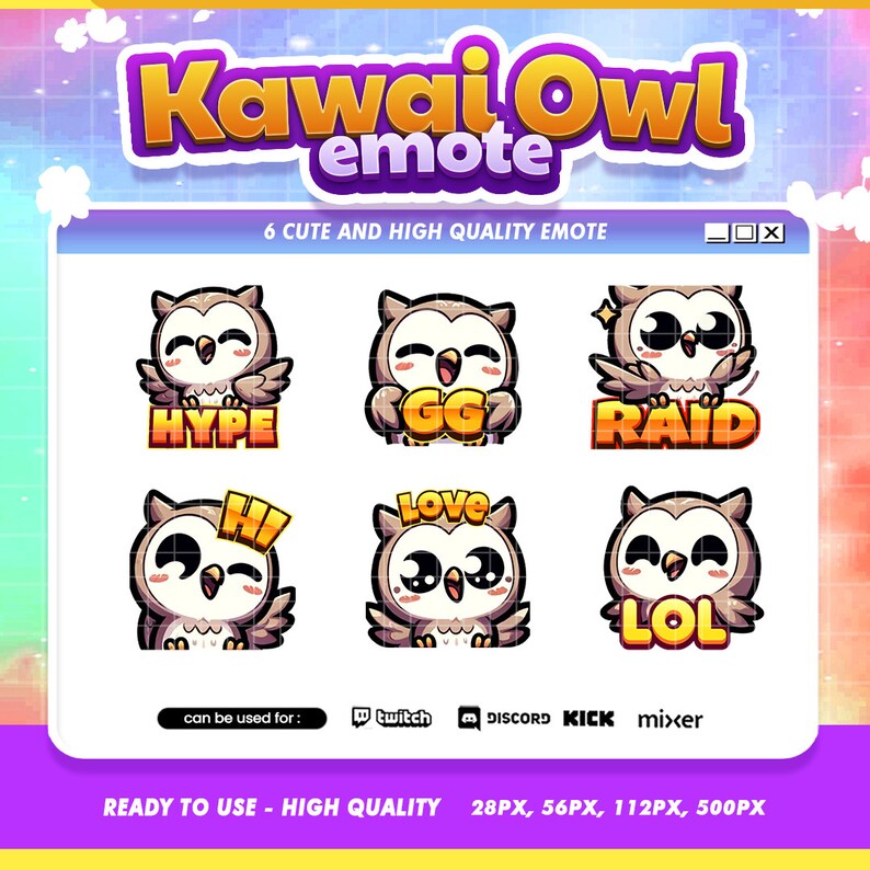 Twitch Emote Owl Kawaii Chibi Pack for Enchanting Animal Themed Twitch Streamer - Etsy