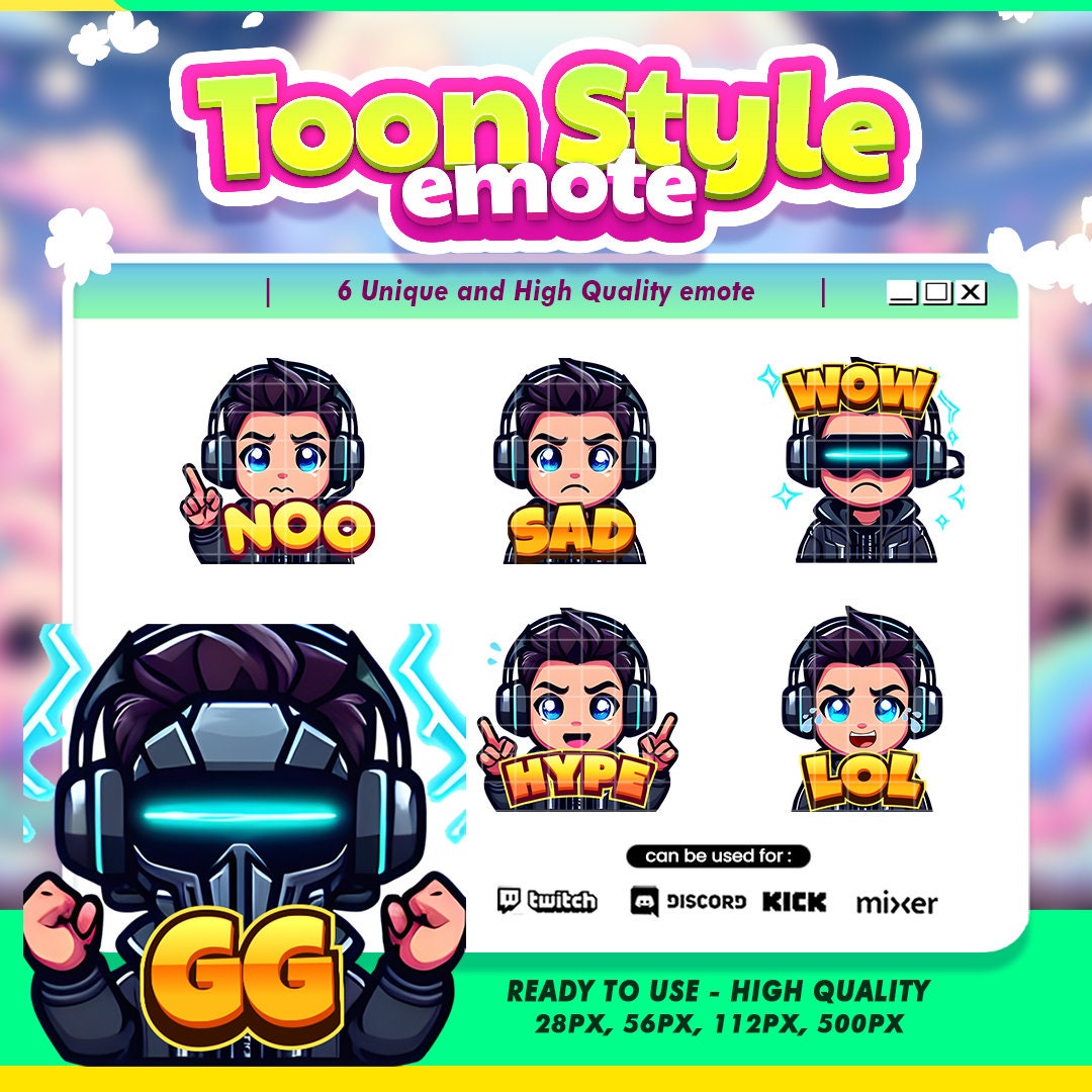 Twitch Emote Cartoon Set Player Game for Engaging Gamer-themed ...