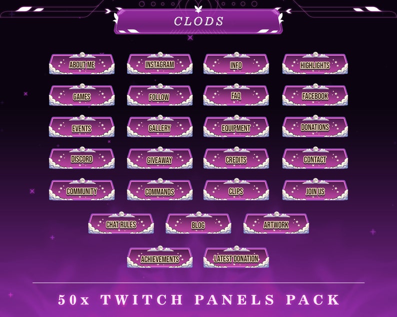 Cloudscape Twitch Panels Stream Overlays Sky Theme Graphics Overlay ...