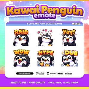 Twitch Emote Kawaii Chibi Penguins Cute Pack for Adorable Gaming ...
