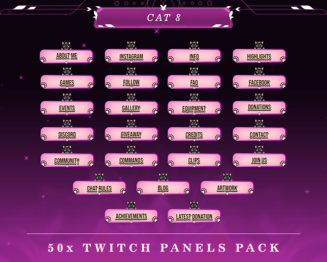 Catnip Dreams Twitch Panels: Playful Cat Stream Overlays - Etsy